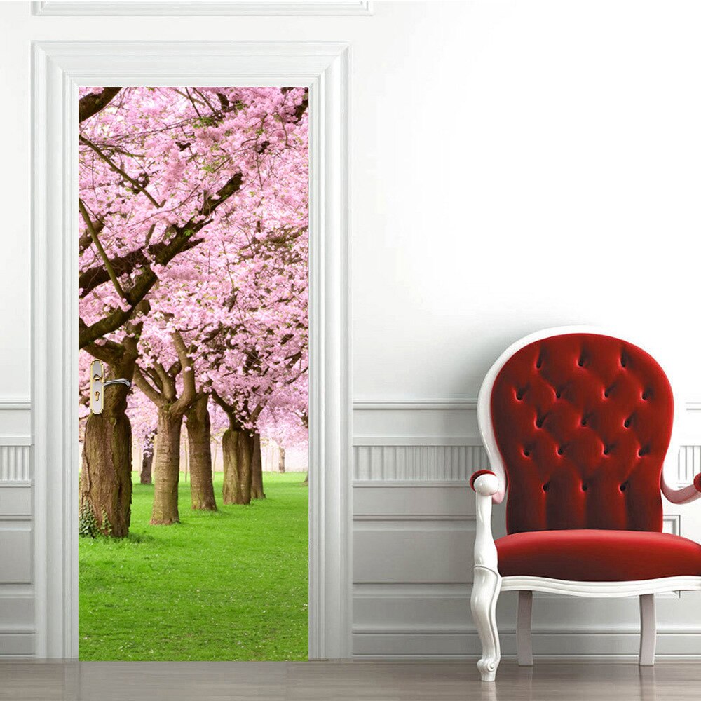 3D Sakura Tree Door Stickers Adhesive Vinyl Wallpa... – Grandado