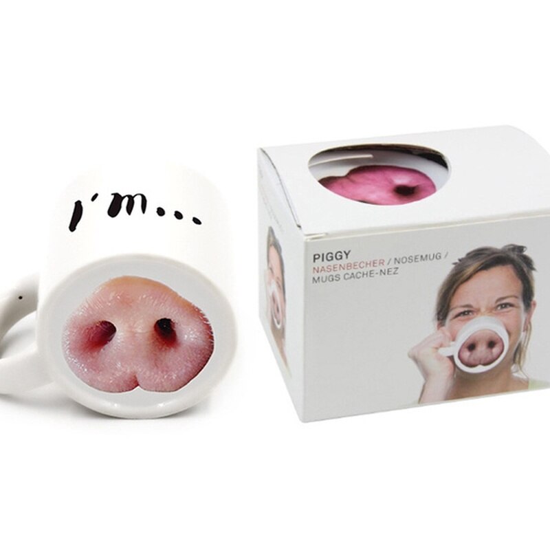 Porcelain Mug Cup Funny Pig Nose Pattern Ceramic W... – Grandado
