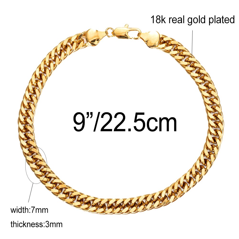 Breed 7Mm Cubaanse Link Chain Gold Kleur Enkelband... – Vicedeal