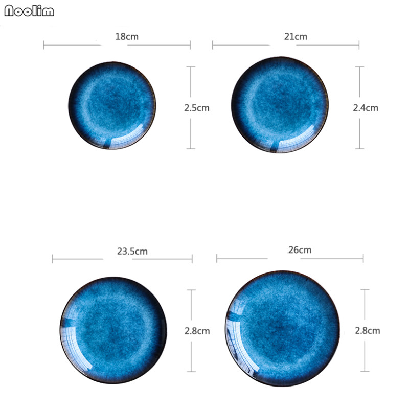 Japanese-style Kiln Blue Shallow Plate Japanese Fl... – Grandado