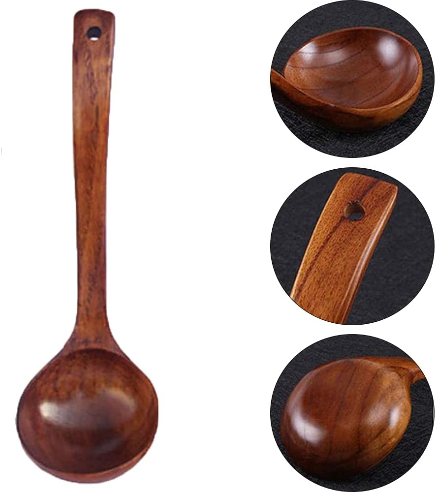 Wooden Serving Spoon Ladle Large Natural Wood Soup... – Grandado