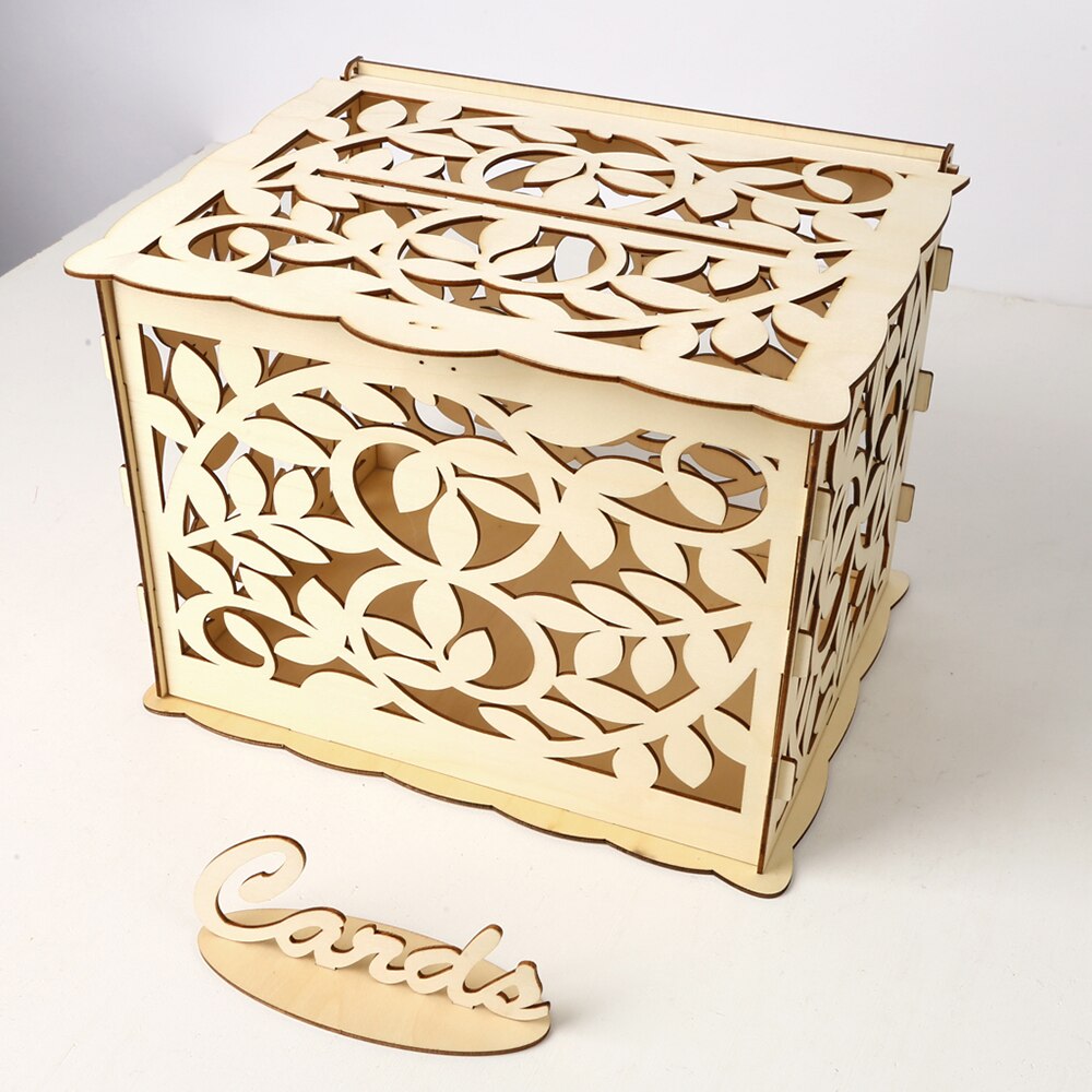 DIY Wooden Wedding Card Box with Lock Card Sign Ru... – Grandado