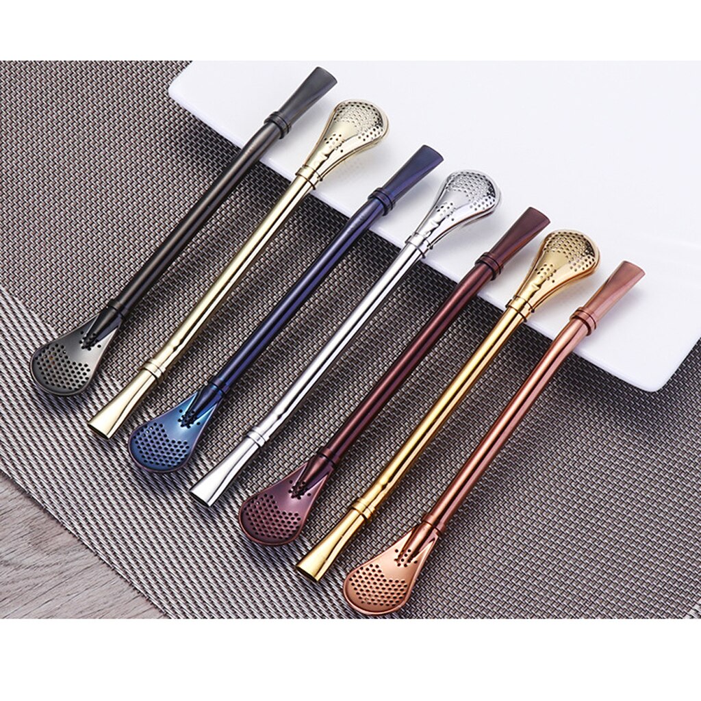 6 Colors Spoon Straw Tea Infuser Coffee Spoon Nove... – Grandado