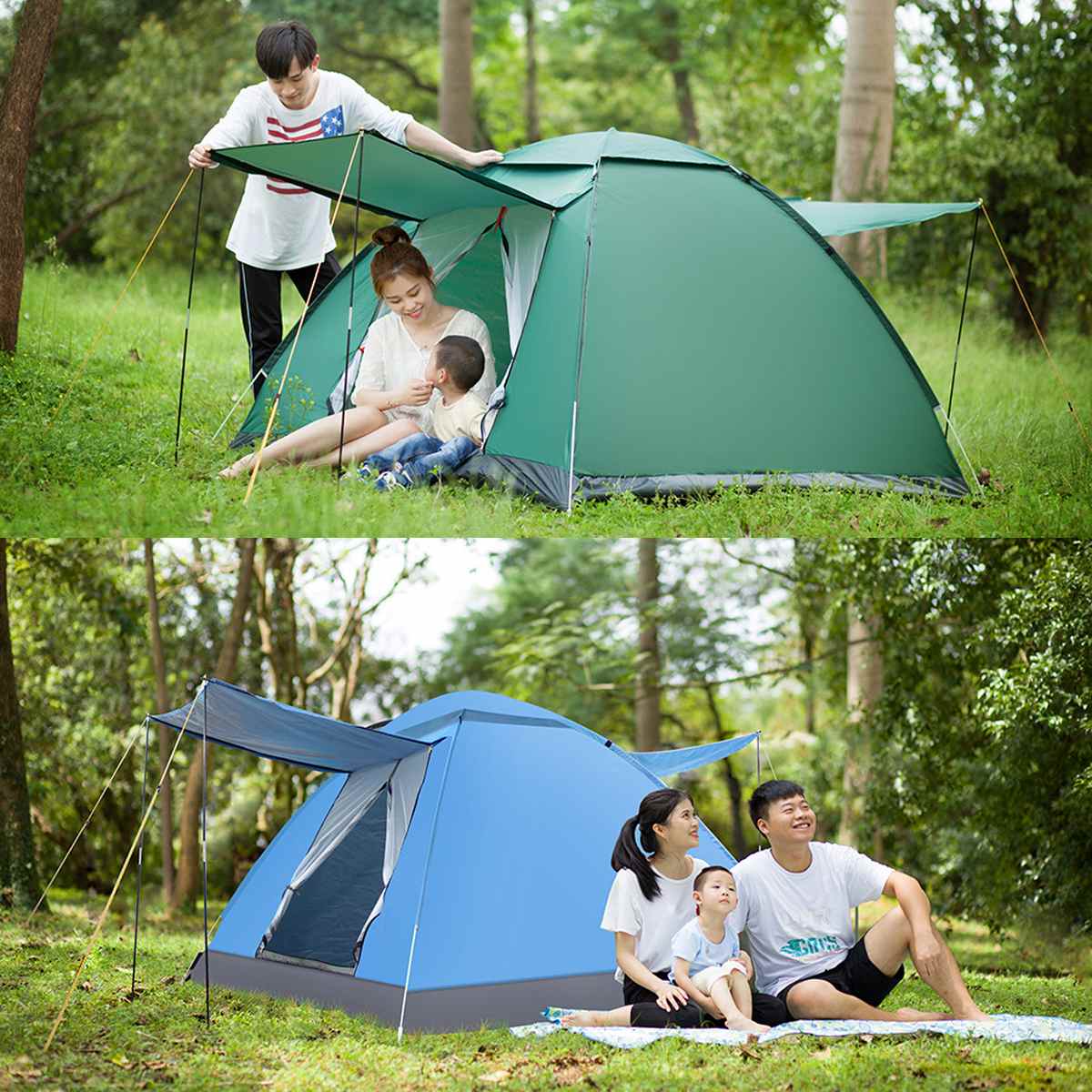 Automatic Camping Tent 3-4 Person Family Tent Doub... – Grandado