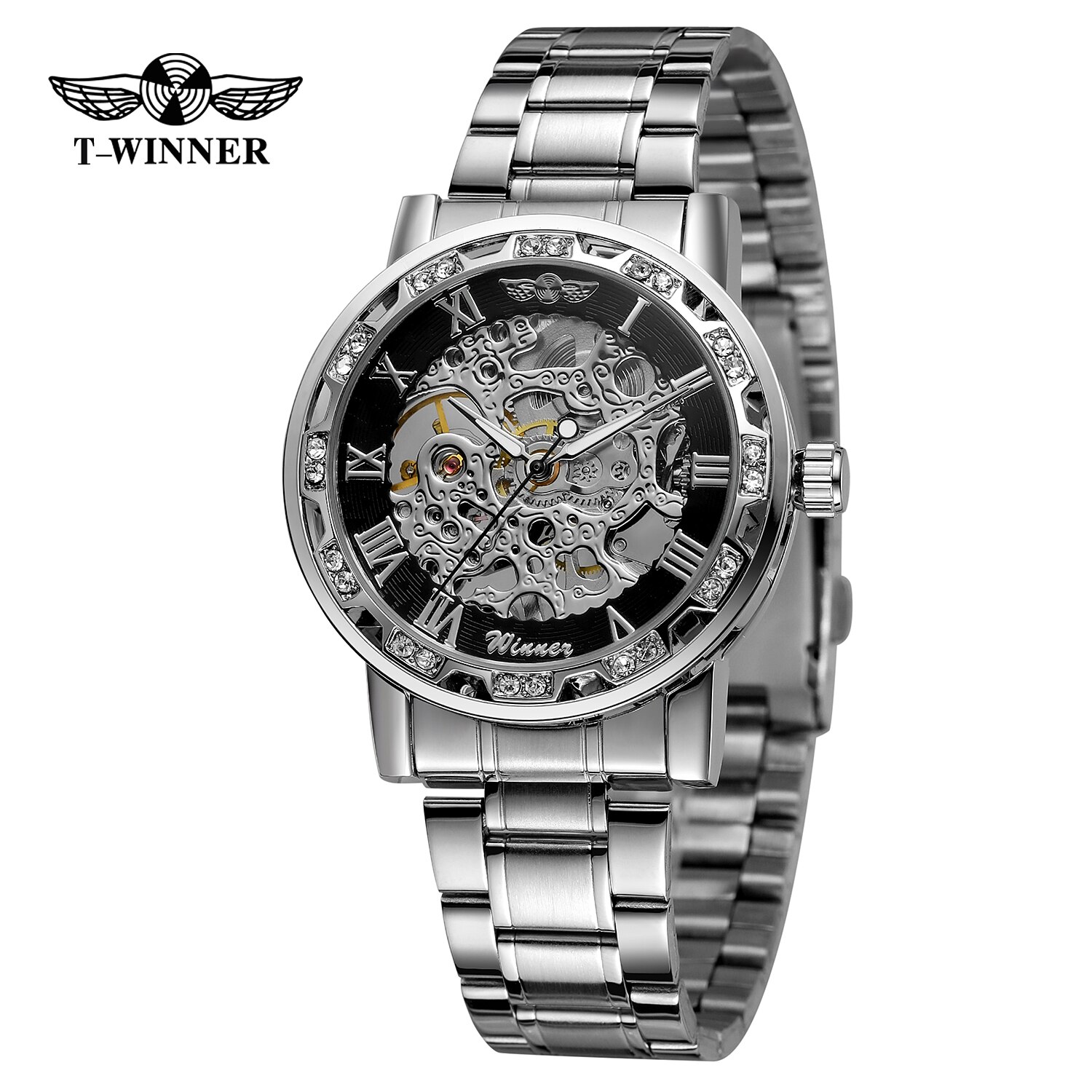 WINNER Men Watches Skeleton Mechanical Stainless S... – Vicedeal