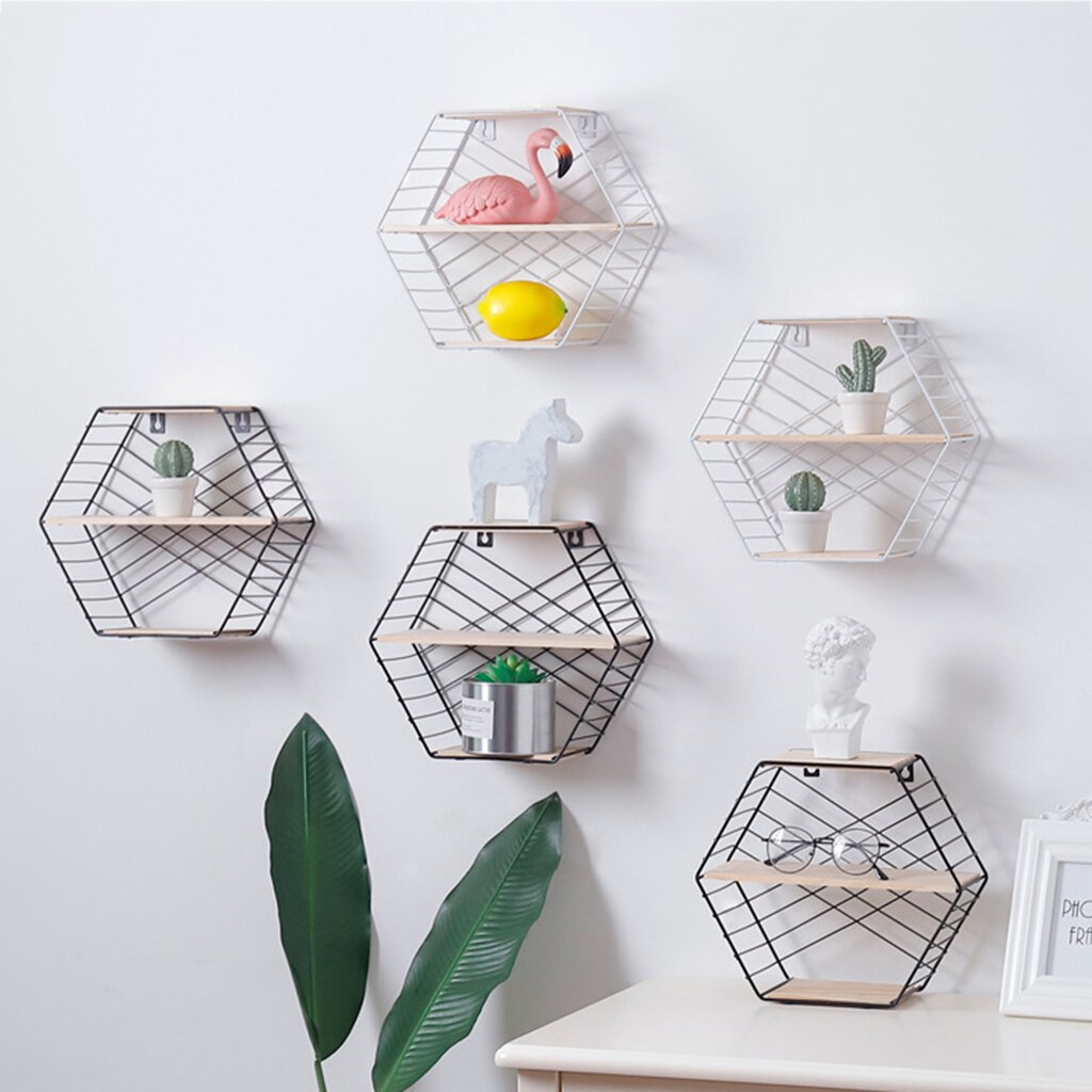 Geometric Wall Shelf Wall Storage Rack for Wall/Ro... – Grandado