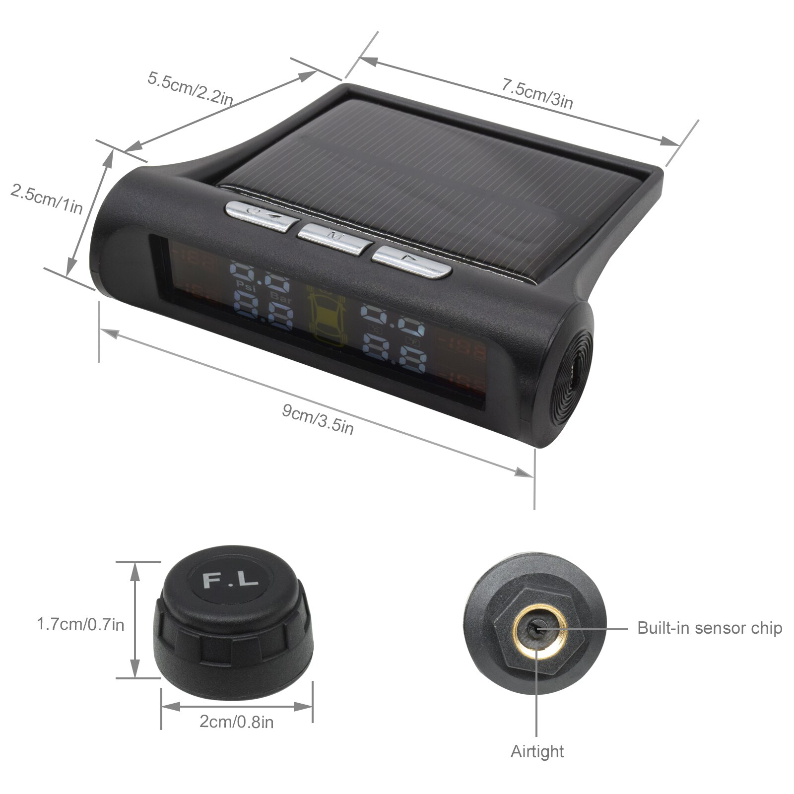 4 External Sensors USB Solar Charging Car TPMS Tir... – Grandado