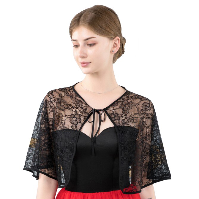 Zwart Rood Blush Kant Bruiloft Jas Wrap Korte Brid... – Vicedeal