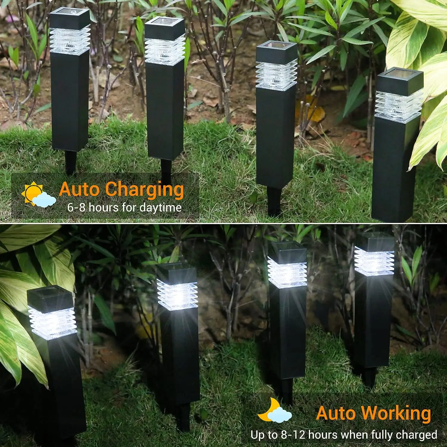 4 Stück Solar-Gartenleuchten, LED-Solar-Wegebeleuc... – Vicedeal