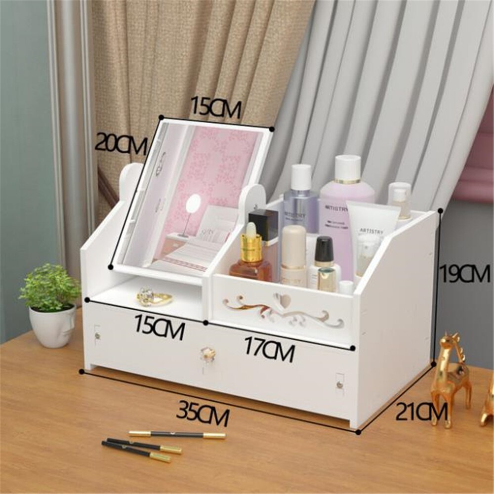 Table Mirror Storage Makeup table Mirror with Draw... – Grandado