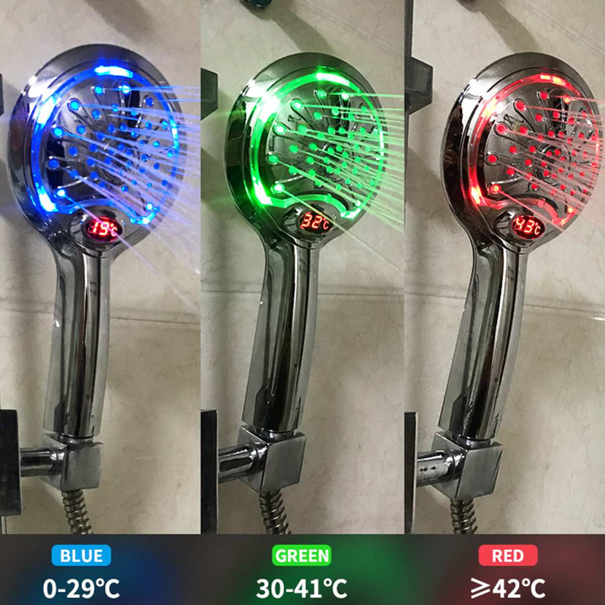 LED Changing Shower Head Water Temperature Display... – Grandado