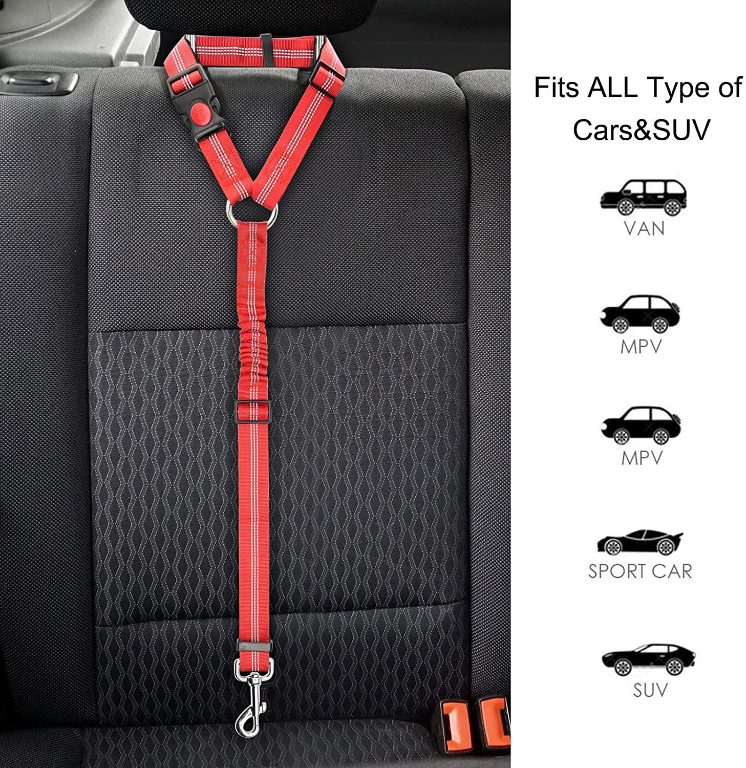 2 Packs Dog Cat Safety Seat Belt Strap Car Headres... – Grandado