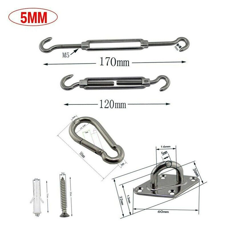 Sail Shade Fixing Accessories Kit Hardware Fitting... – Grandado