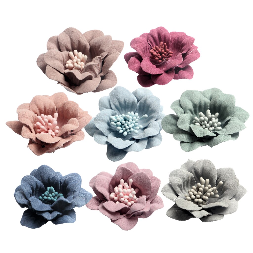 10pcs Camellia Suede Flower Head Embellishments fo... – Grandado