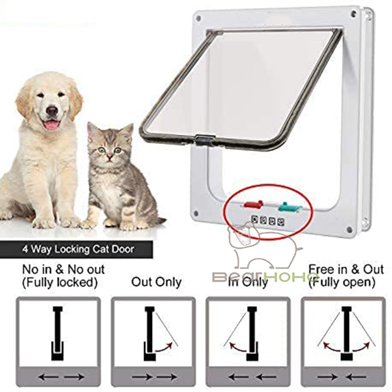 Large Cat Door 4 Way Locking Cat Flap Door for Int... – Grandado
