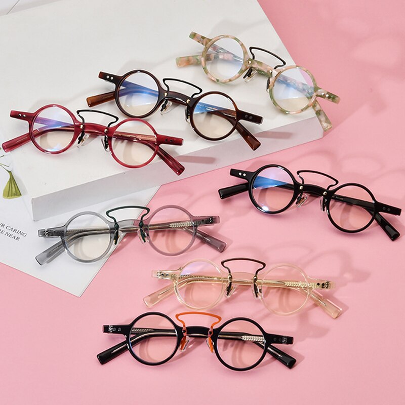 Vintage Acetate Optical Eyeglasses Frame Men Round... – Grandado Vintage Acetate Optical Eyeglasses Frame Men Round... – Grandado
