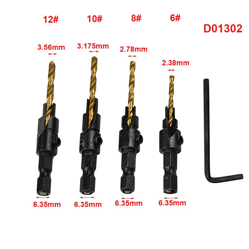 4PCS/SET Cone-hole Inverted Angle Drill 1/4" Hexag... – Grandado