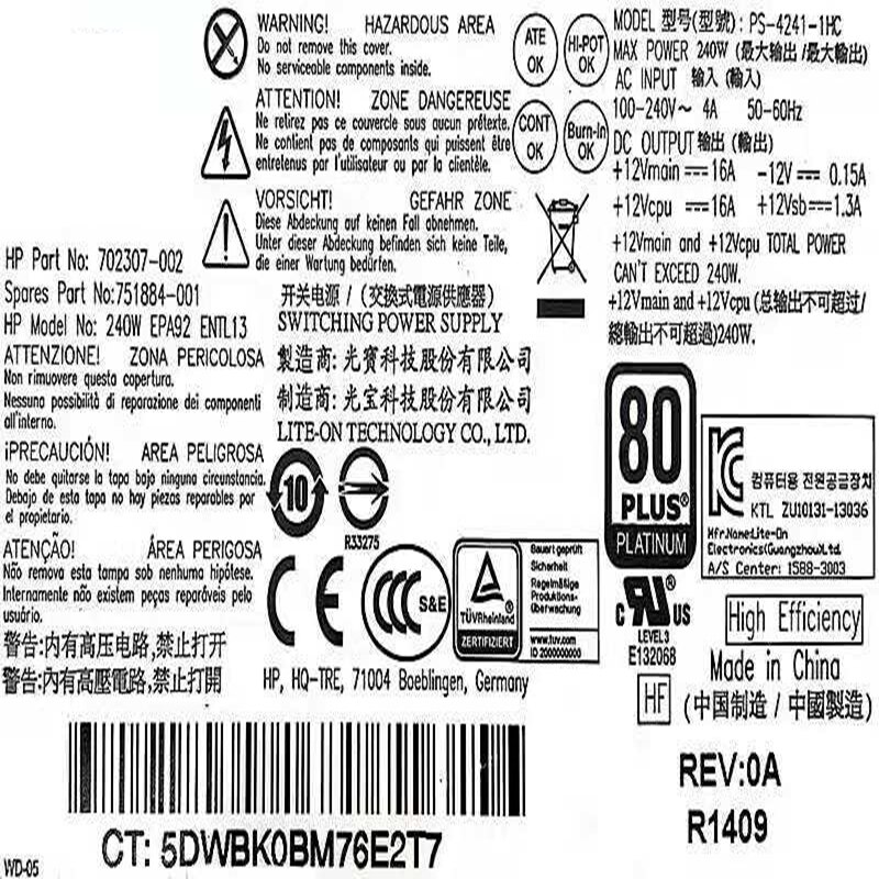 PSU For HP ProDesk 400 600 690 800 G1 G2 6Pin 240W... – Grandado