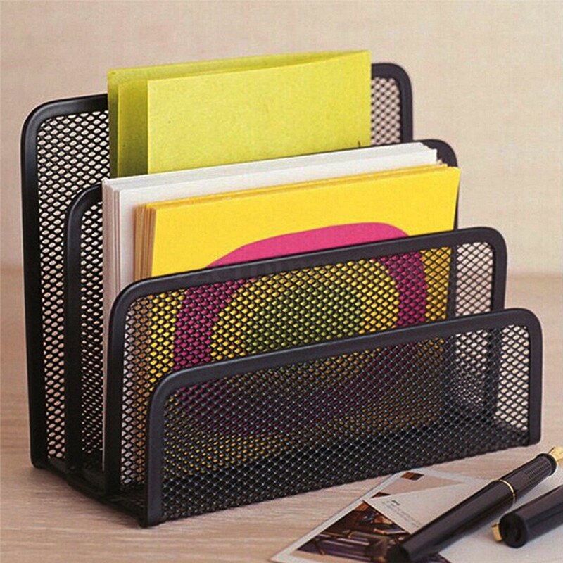 Black Metal Mesh Desk Organizer Desktop Letter Sor... – Vicedeal