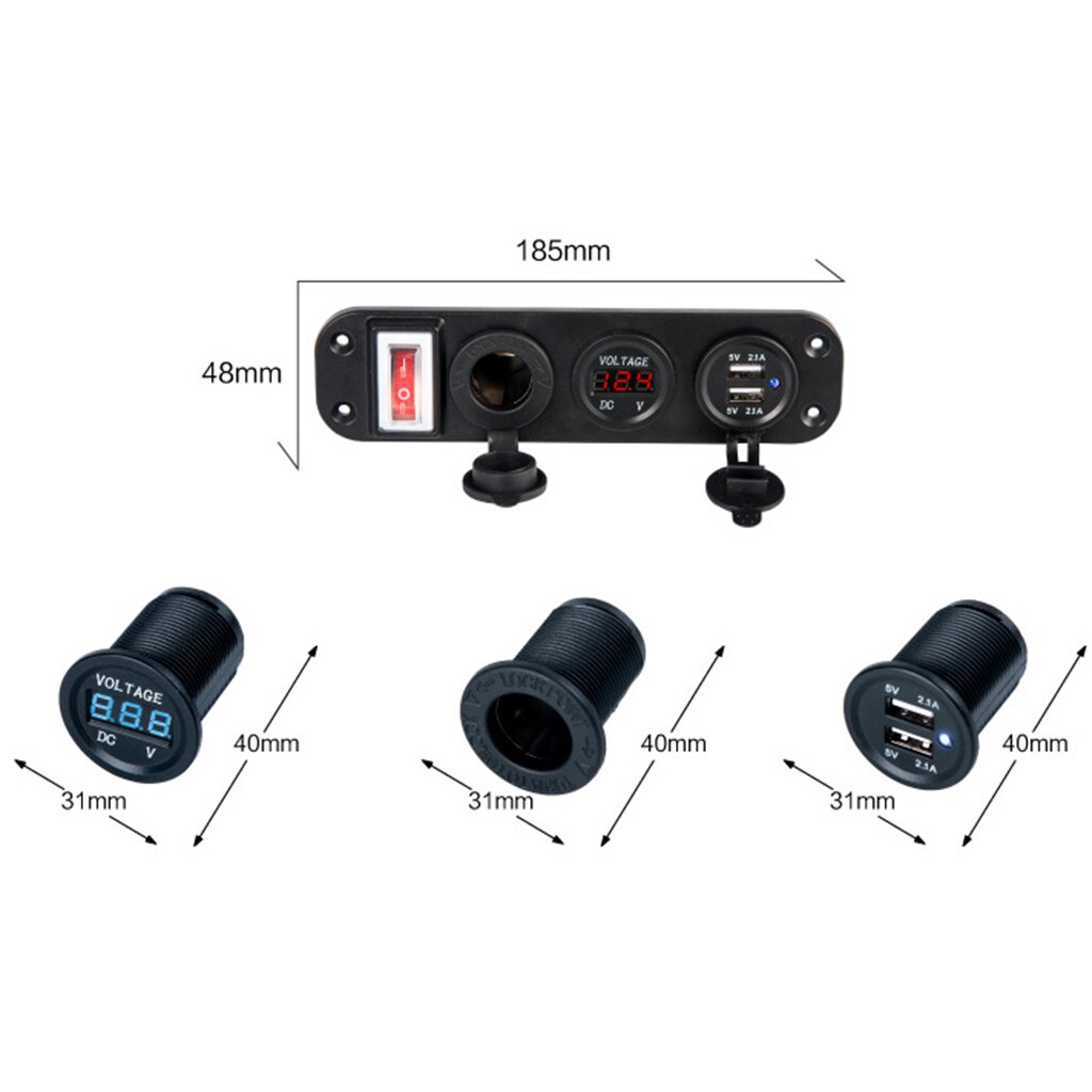 12v 24v Dual Usb Socket Charger Led Voltmeter On O Grandado