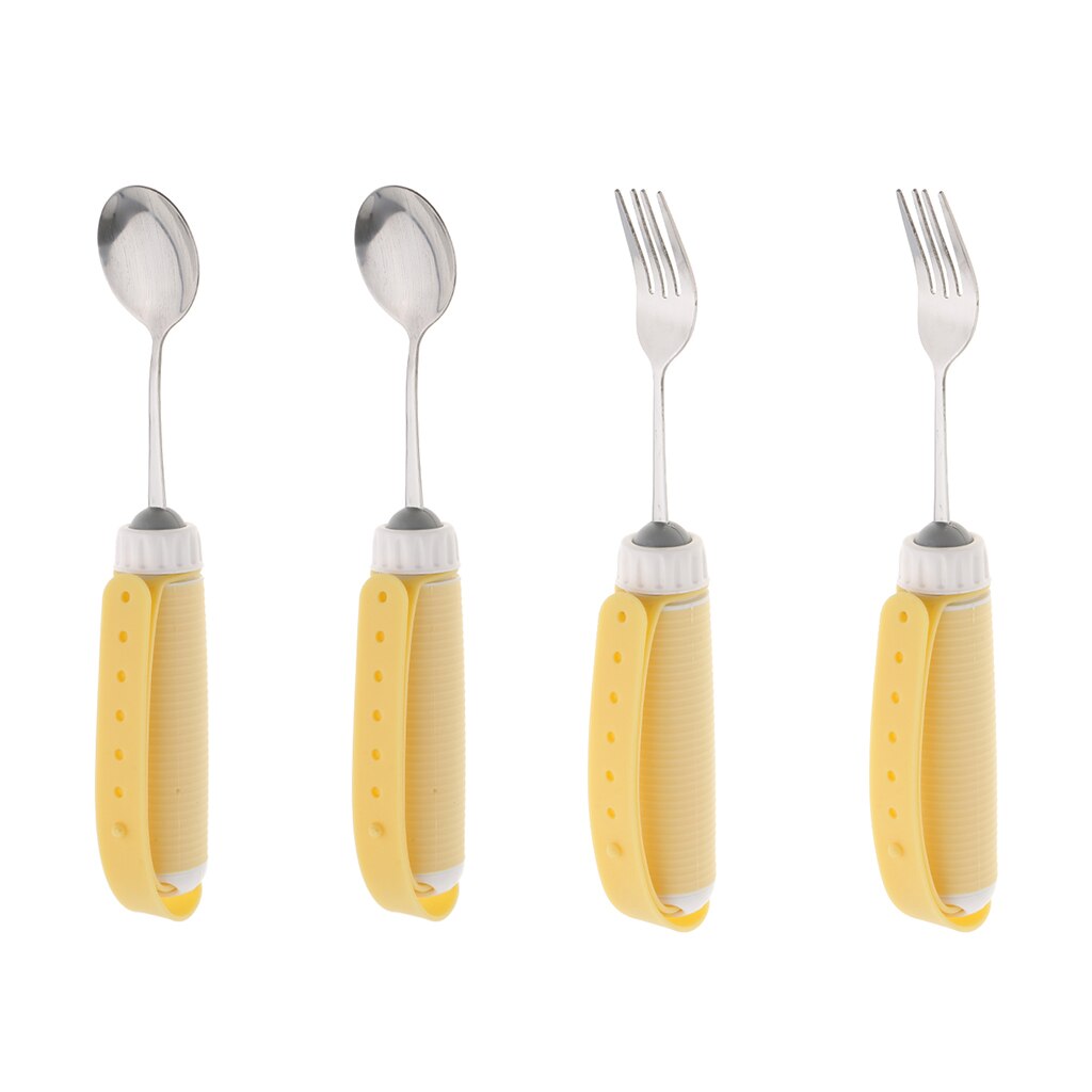 4 Pcs/Set Rotating Utensil Eating Aids Spoon Fork ... – Grandado