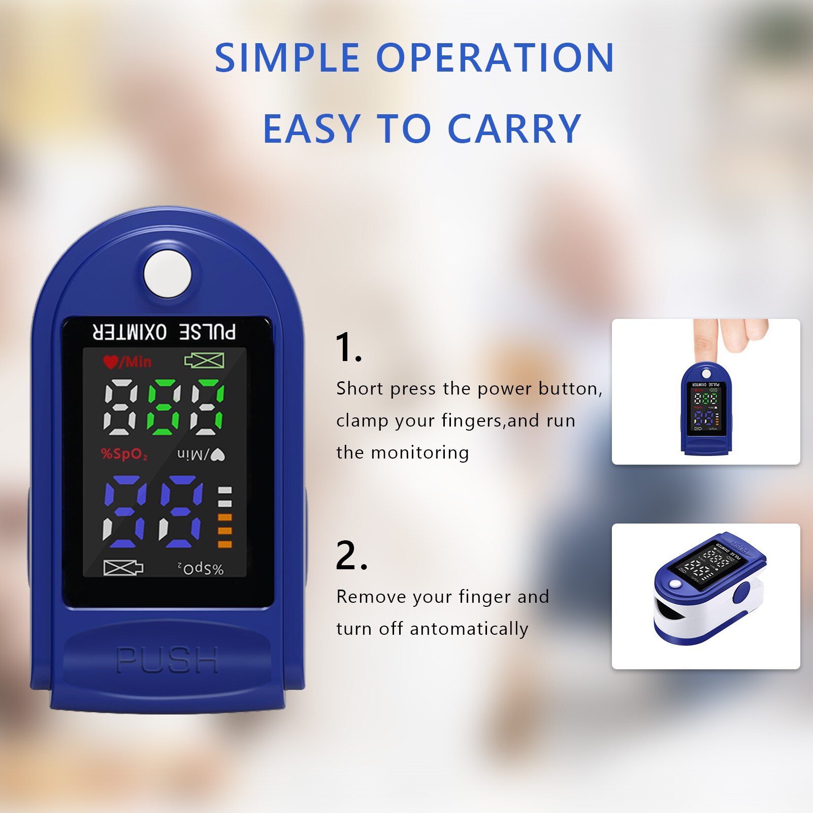 Pulsoximeter Finger Blut Sauerstoff Sensor Sättigu... – Vicedeal