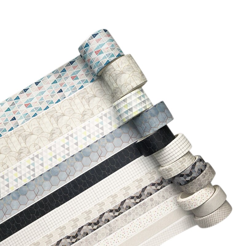 12 Rolls Geometric Pattern Washi Tape Masking Tape... – Vicedeal