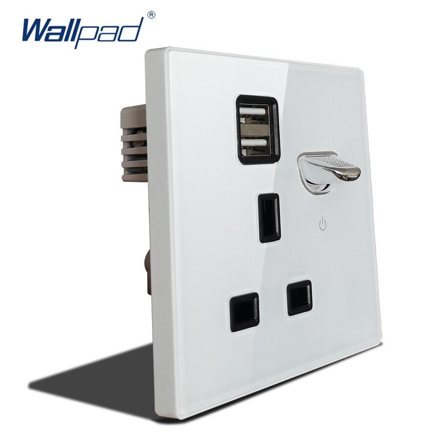 Wallpad L6 Blanc Verre 13A BS Prise UK Commutée Pr... – Grandado