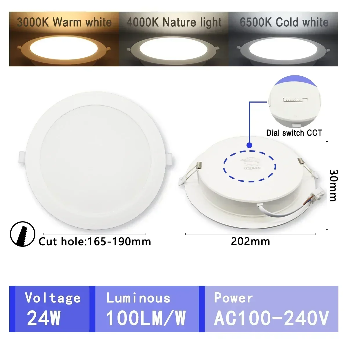 1-10 Pack 3 CCT 3000K 4000K 6500K LED Downlight 12... – Grandado