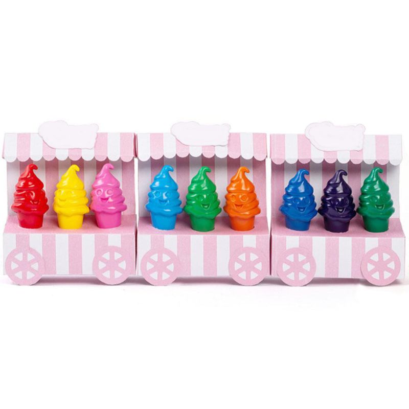 9 Colors Ice Cream Shape Crayons Non Toxic Washabl... – Grandado