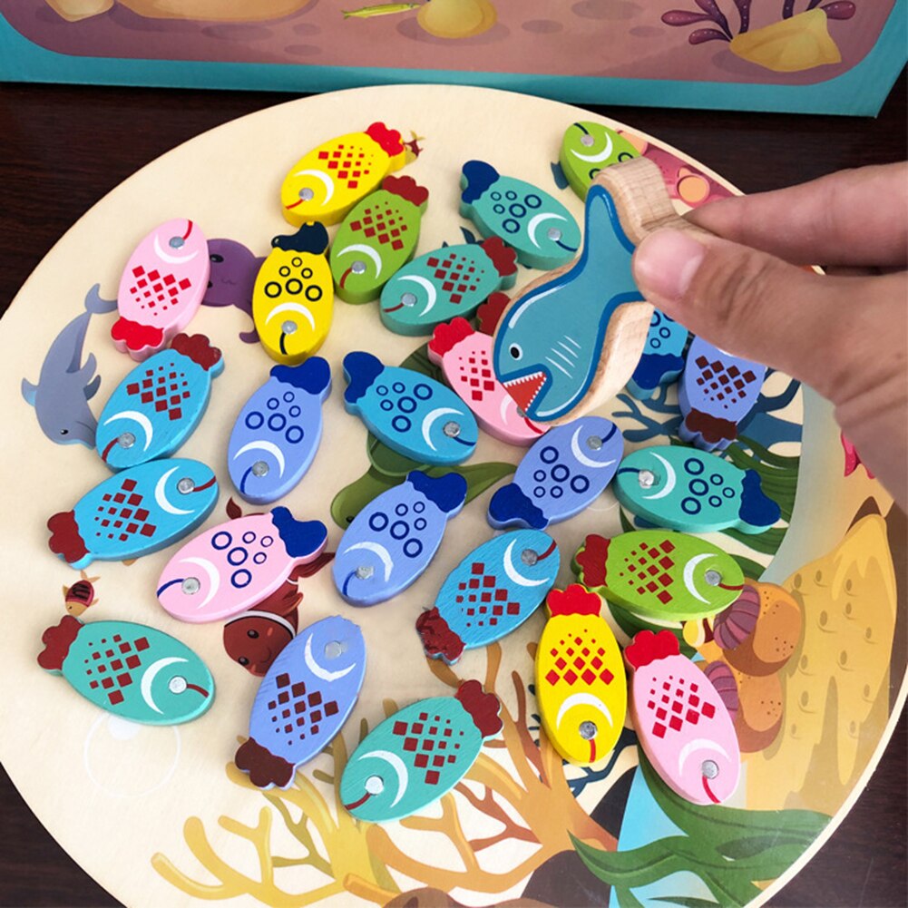 Magnetic Wooden Fishing Board Game Letter Fish Cat... – Grandado