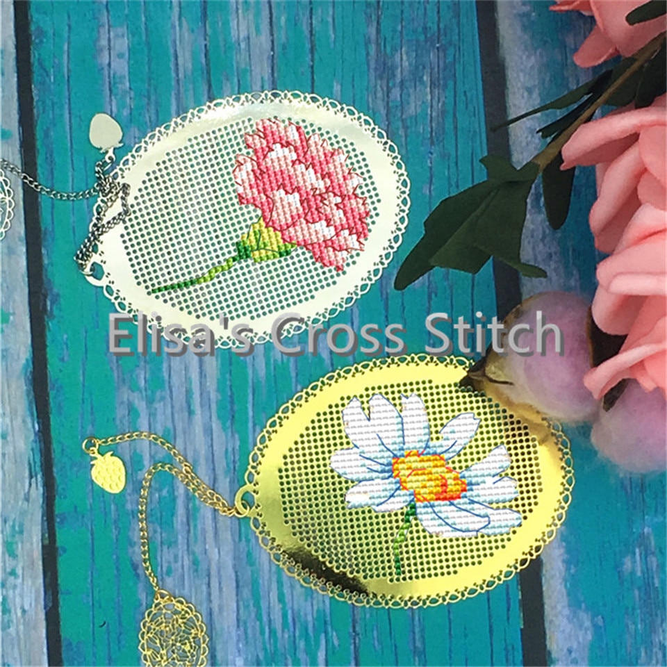 Flowers DIY Craft Stich Cross Stitch Bookmark Meta... – Grandado