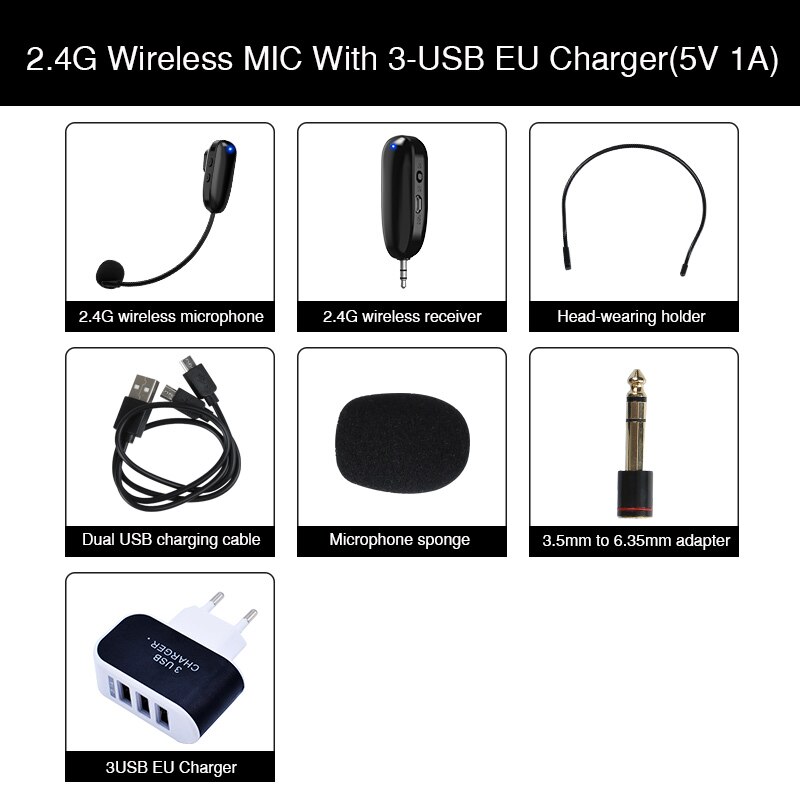 Mini 2.4G Wireless Microphone Systems Speech Heads... – Grandado