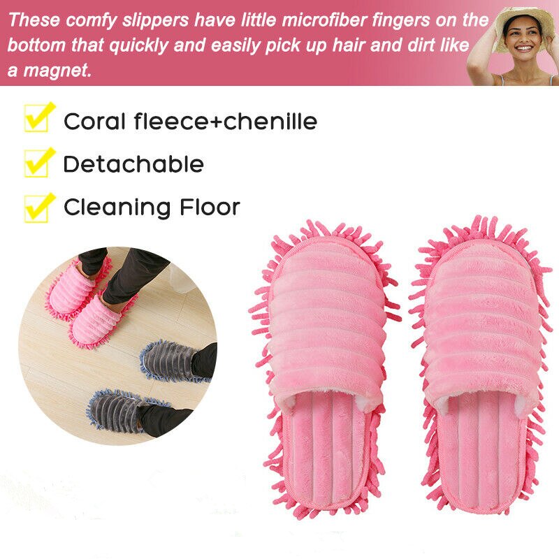 EEN Paar Magic Mop Slippers Lazy Floor Schoon Haar... – Grandado