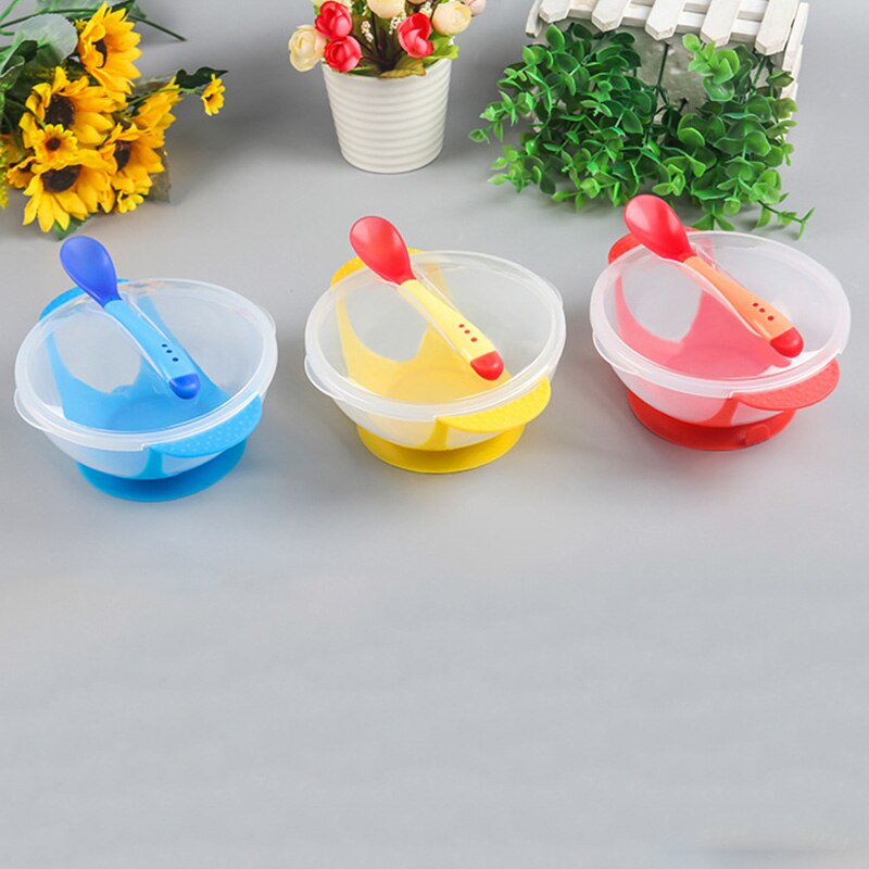 3 PCS/Set Baby Bowl Cover Spoon Dinnerware Set Inf... – Grandado