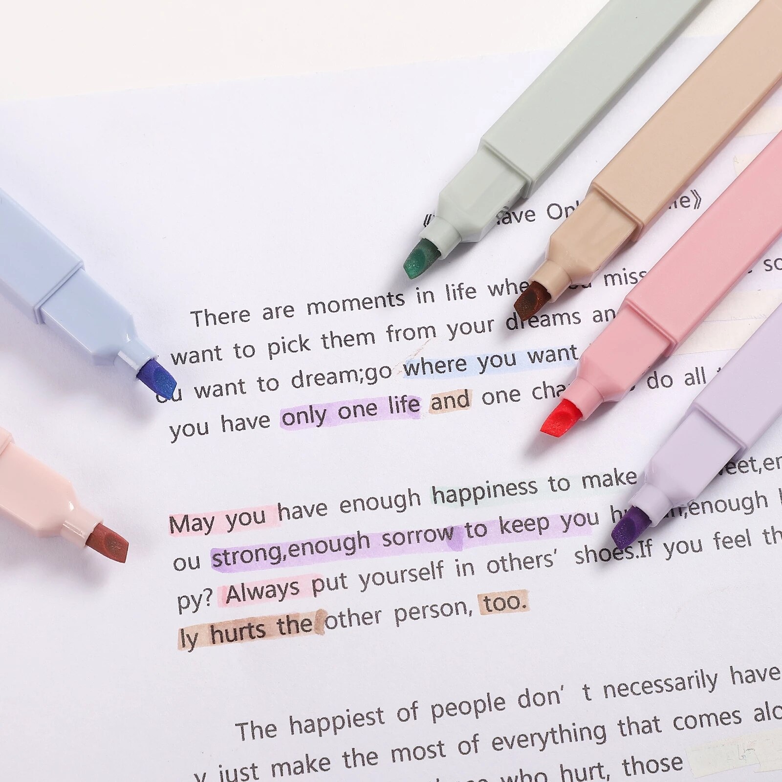 LOLO 6Pcs/set Colors Highlighter Pen Mild Colors F... – Grandado