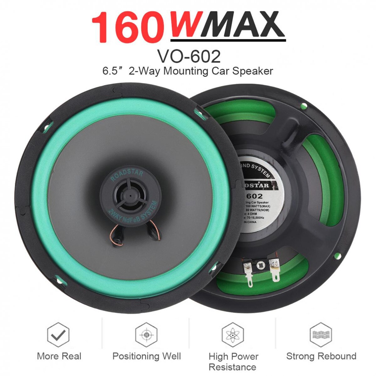 VO-602 160W Car Coaxial Speaker Set Universal Vehi... – Grandado