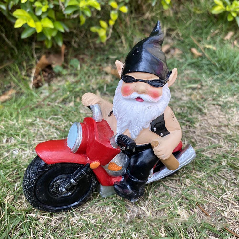 Gnome Riding Statue Small Cute Lovely Garden Gnome... – Grandado