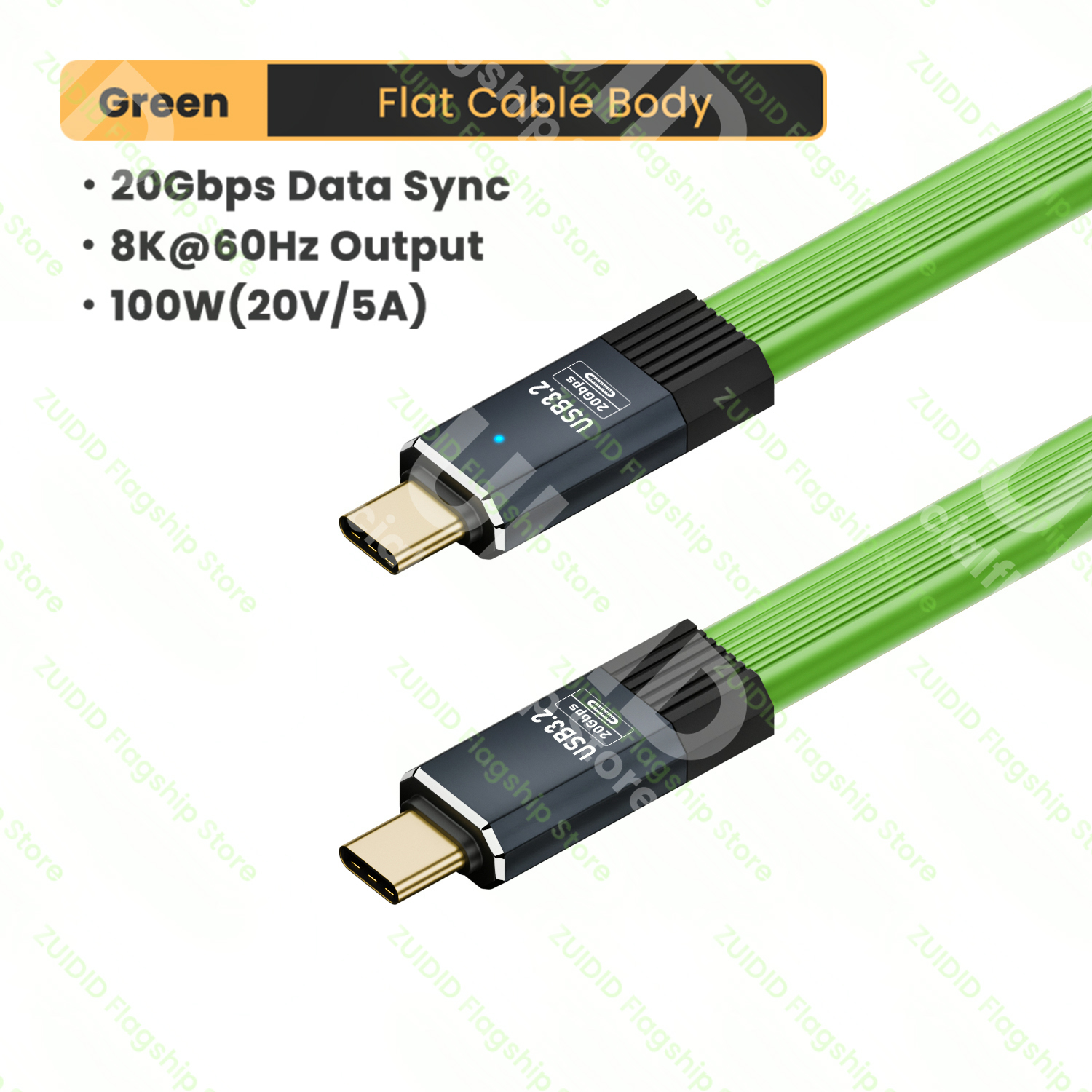 USB3.2 20Gbps Type C to Type C Flat Data Cable Thu... – Grandado