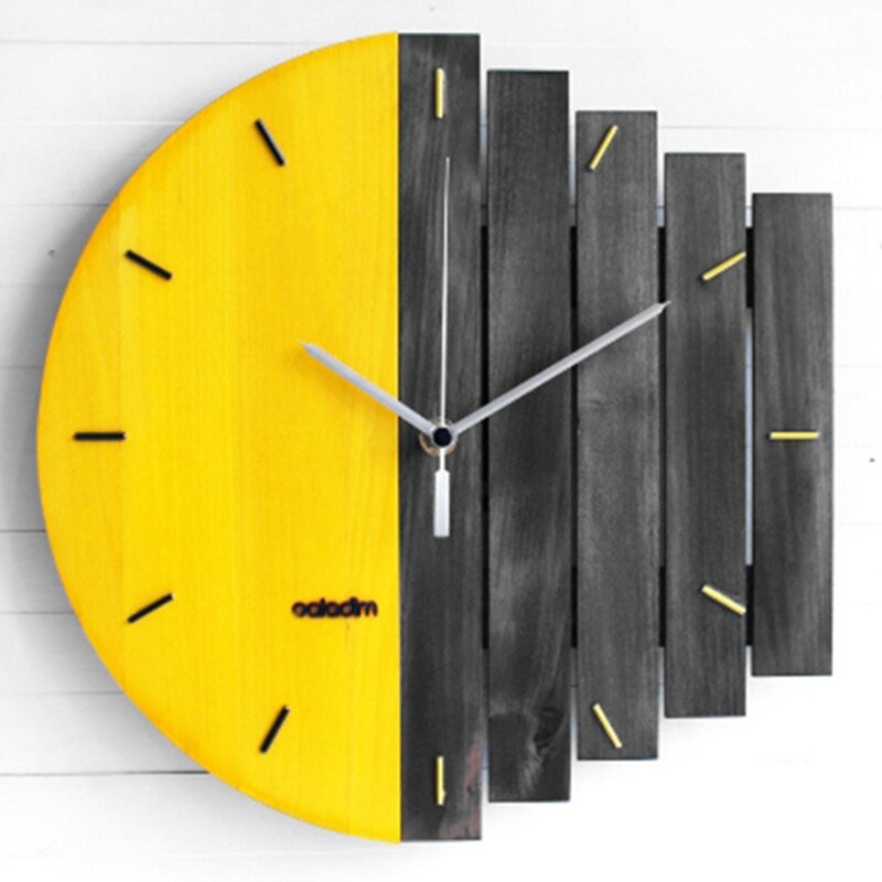 Yellow Slient Xylophone Wooden Wall Clock Modern V... – Grandado