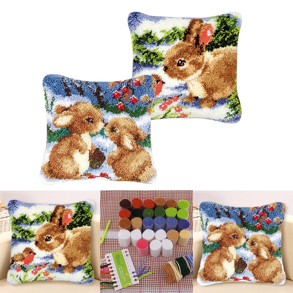 2 Set 17x17 Inch Rabbits Latch Hook Rug Kit DIY Em... – Grandado