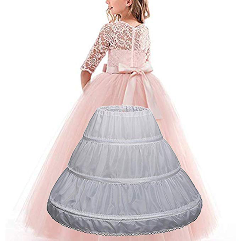 3 Three Hoops Kids Crinoline A Line Lace Trim Whit... – Grandado