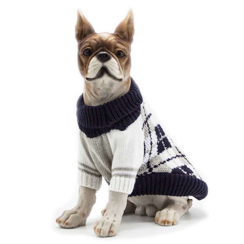 Warm Dog Sweater Classic diamond checkered sweater... – Grandado