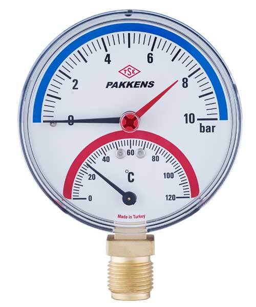 Pakkens 100 mm 120 C ° / 10 Bar Combined Gauge, Th... – Grandado