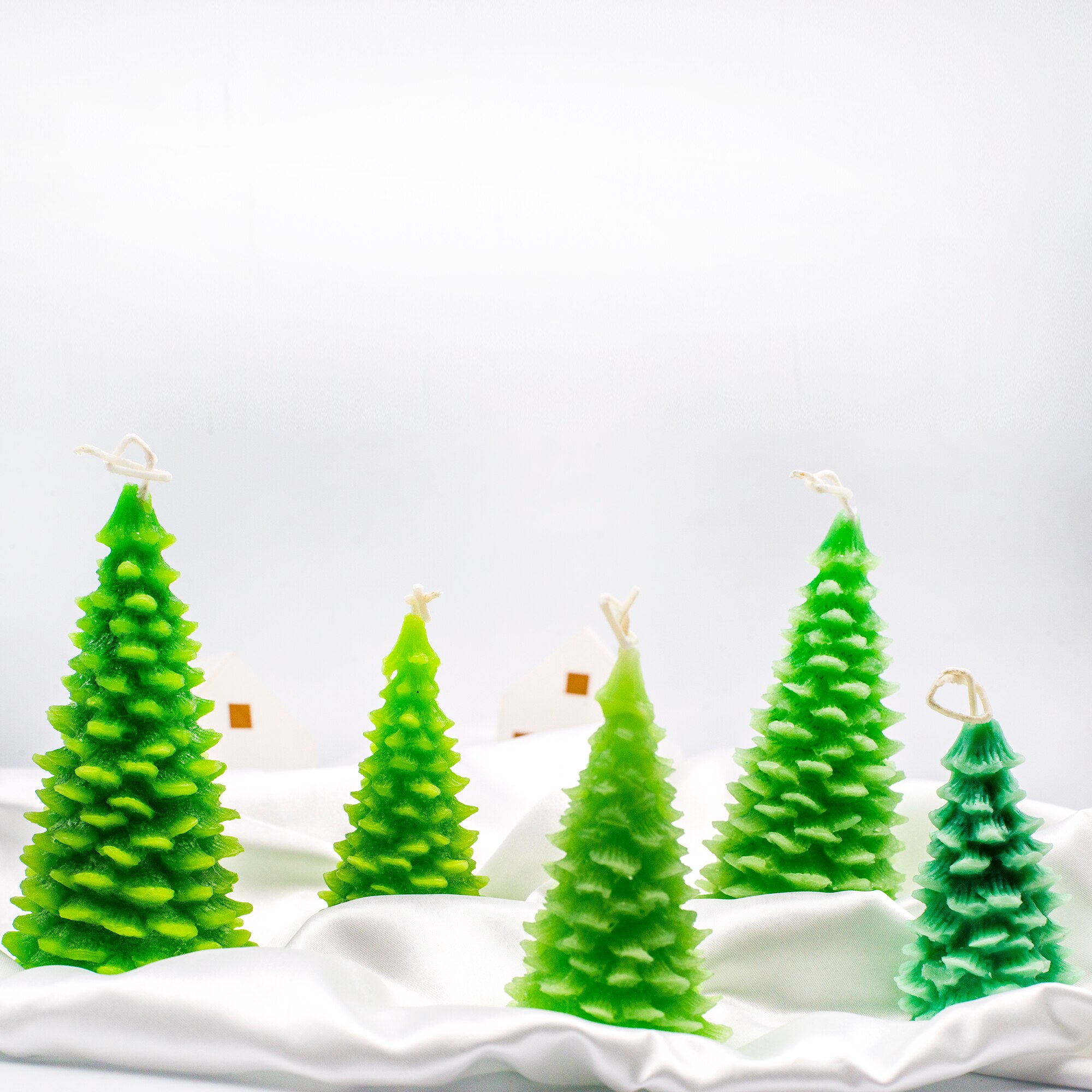 KH Christmas Pine Tree Candles Set Of 3 Green Clas... – Grandado