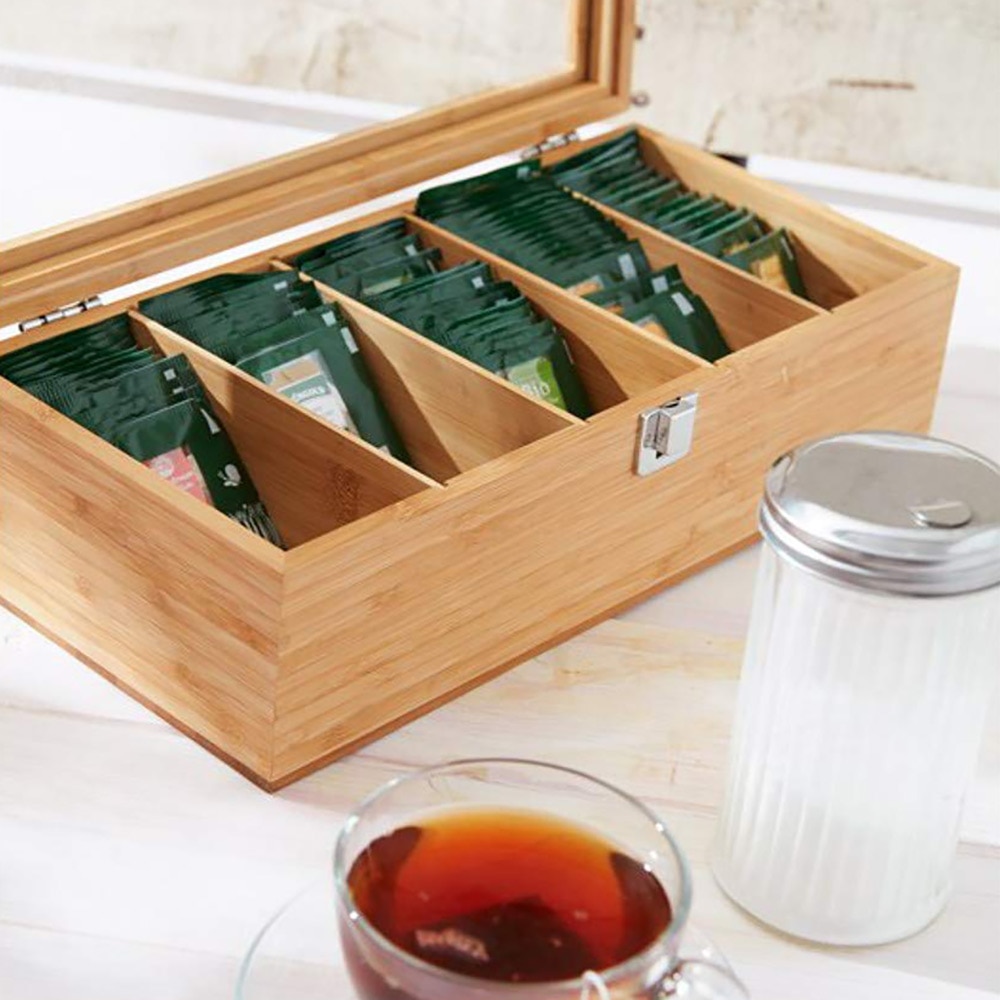 Bamboo System Tea Box System Tea Bag Jewelry Organ... – Grandado