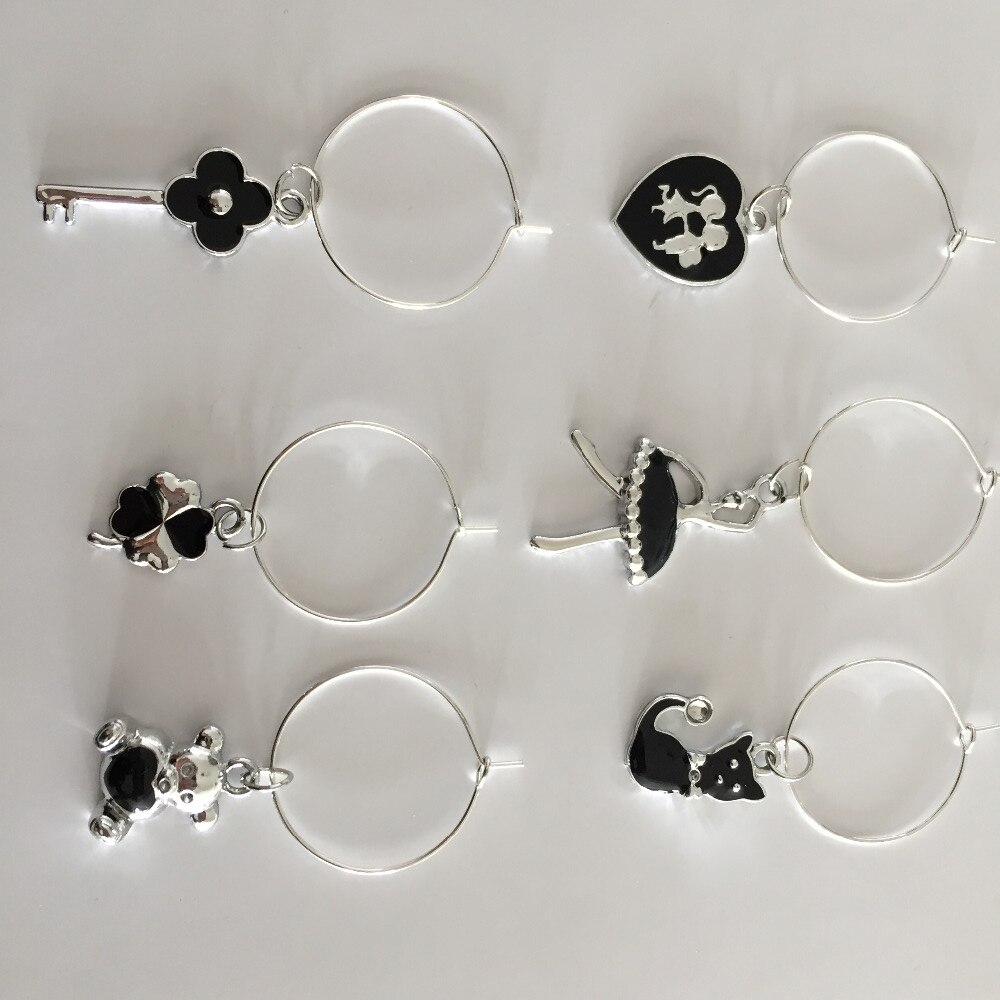 Vin charms 6 stk vinglas charms ringe markør julef... – Grandado