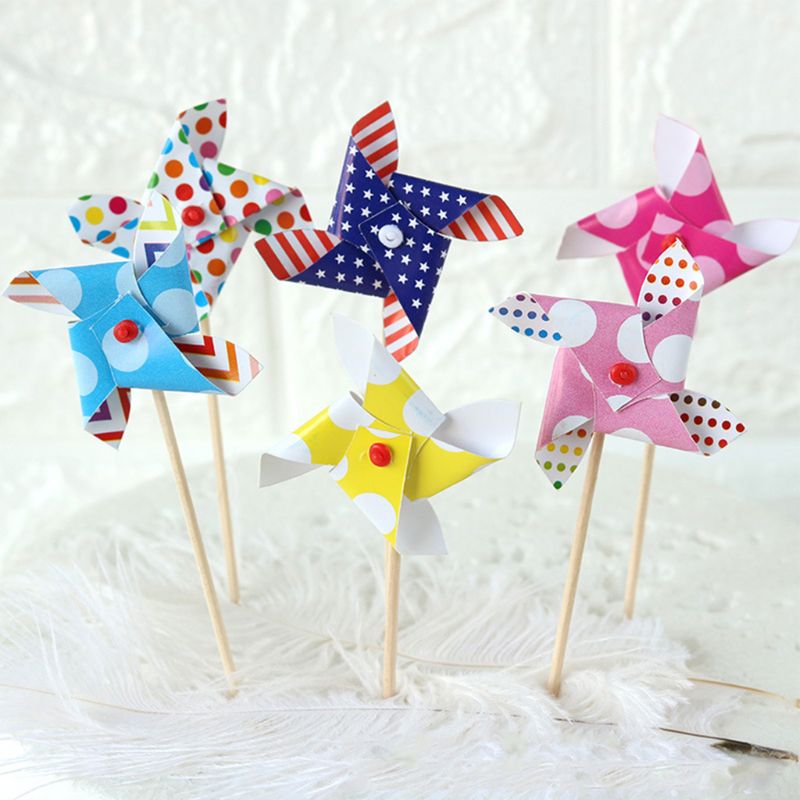 Paper Windmill Wind Spinner Cake Baking Dessert Ta... – Grandado