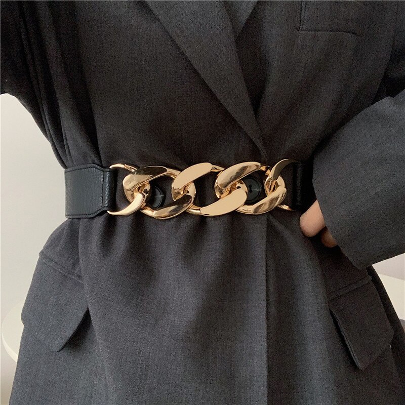 Gold chain belt elastic silver metal waist belts f... – Grandado