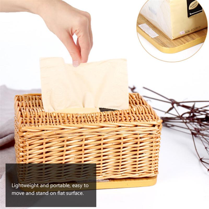 1Pc Geweven Rieten Tissue Doos Retro Stijl Desktop... – Vicedeal